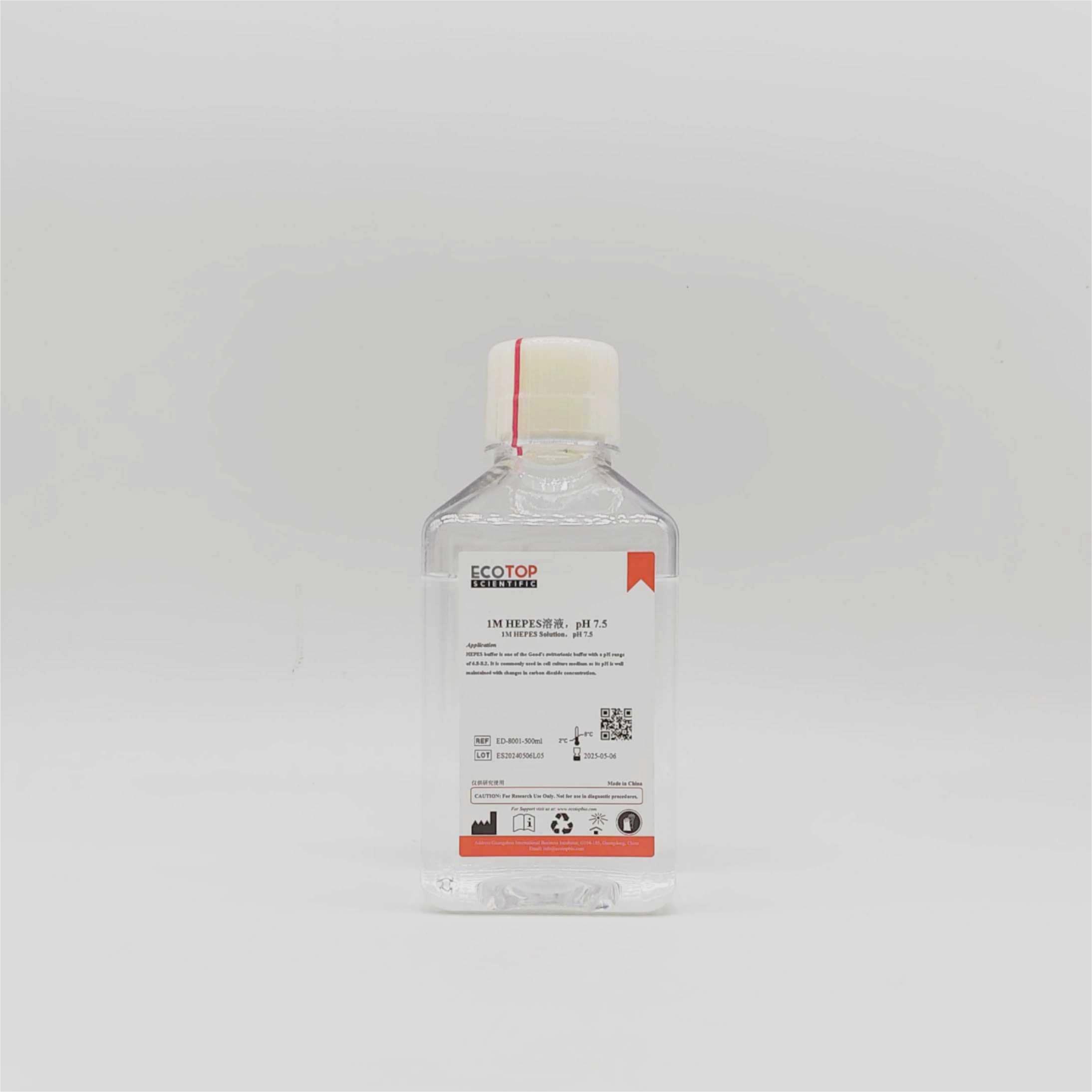 1M HEPES溶液 （无菌，pH7.5）-500ml , ECOTOP细胞培养试剂-亿涛生物科技,ecotopbio.com